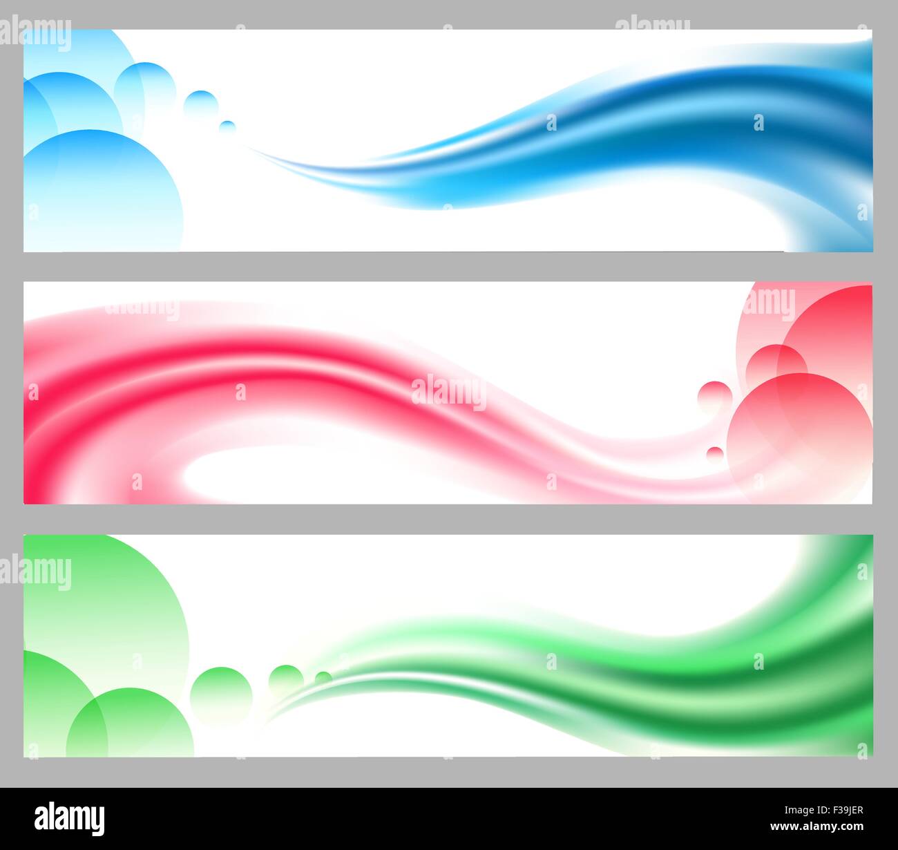 Set of wavy headers or banners. Smooth waves and Bubbles in various ...