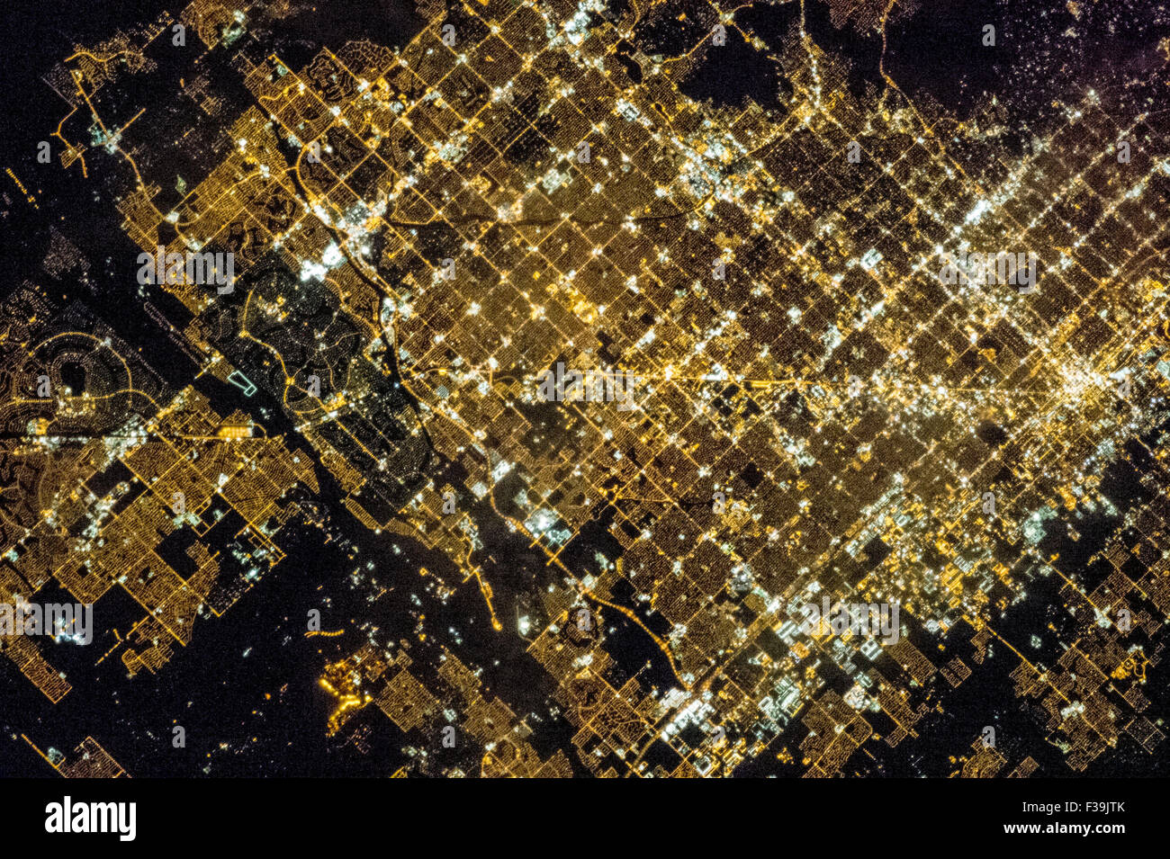 Phoenix, Arizona pictured from space at night, United States of America ...