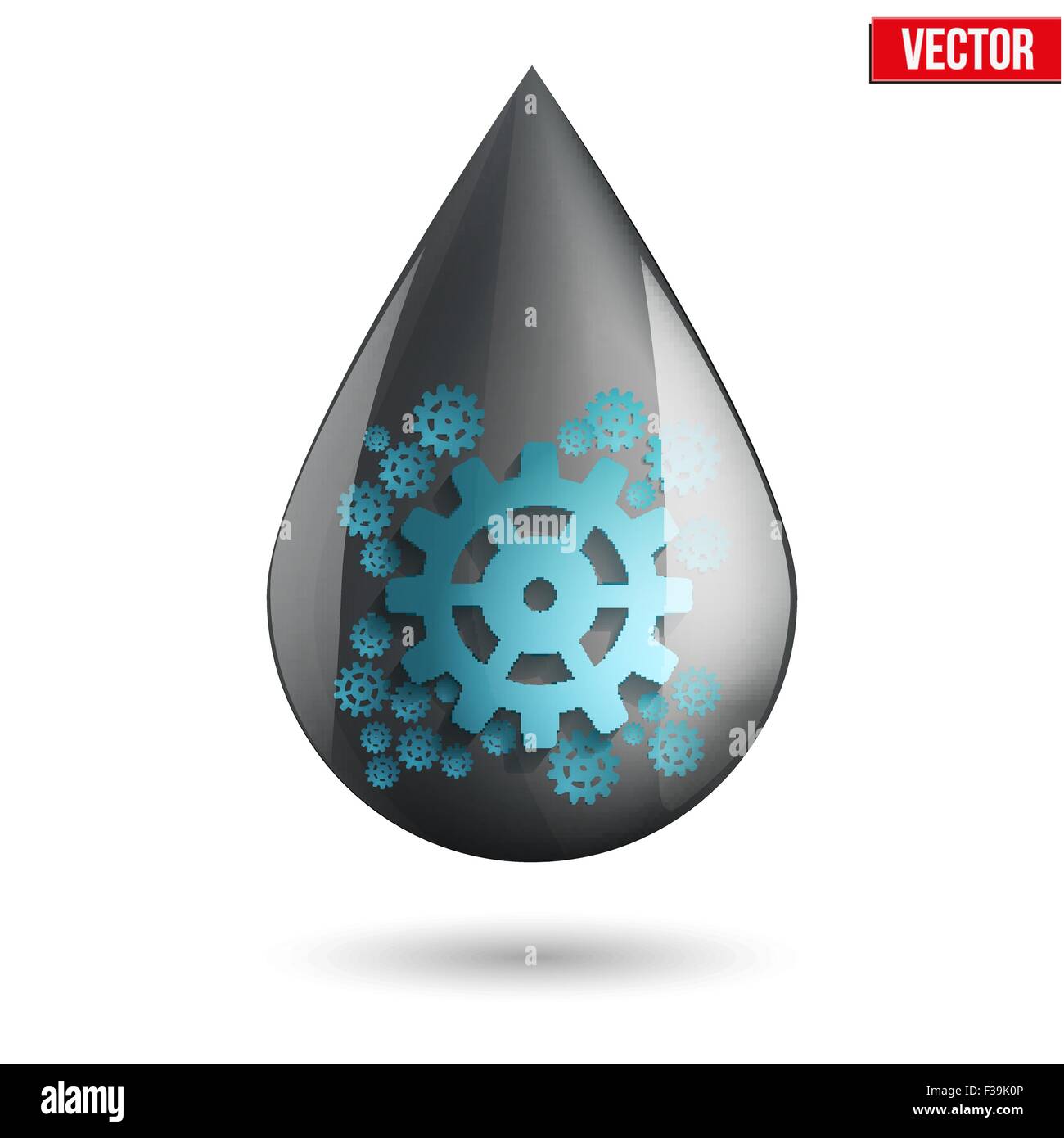 Oil drop symbol with gears cogs Stock Vector Image & Art - Alamy