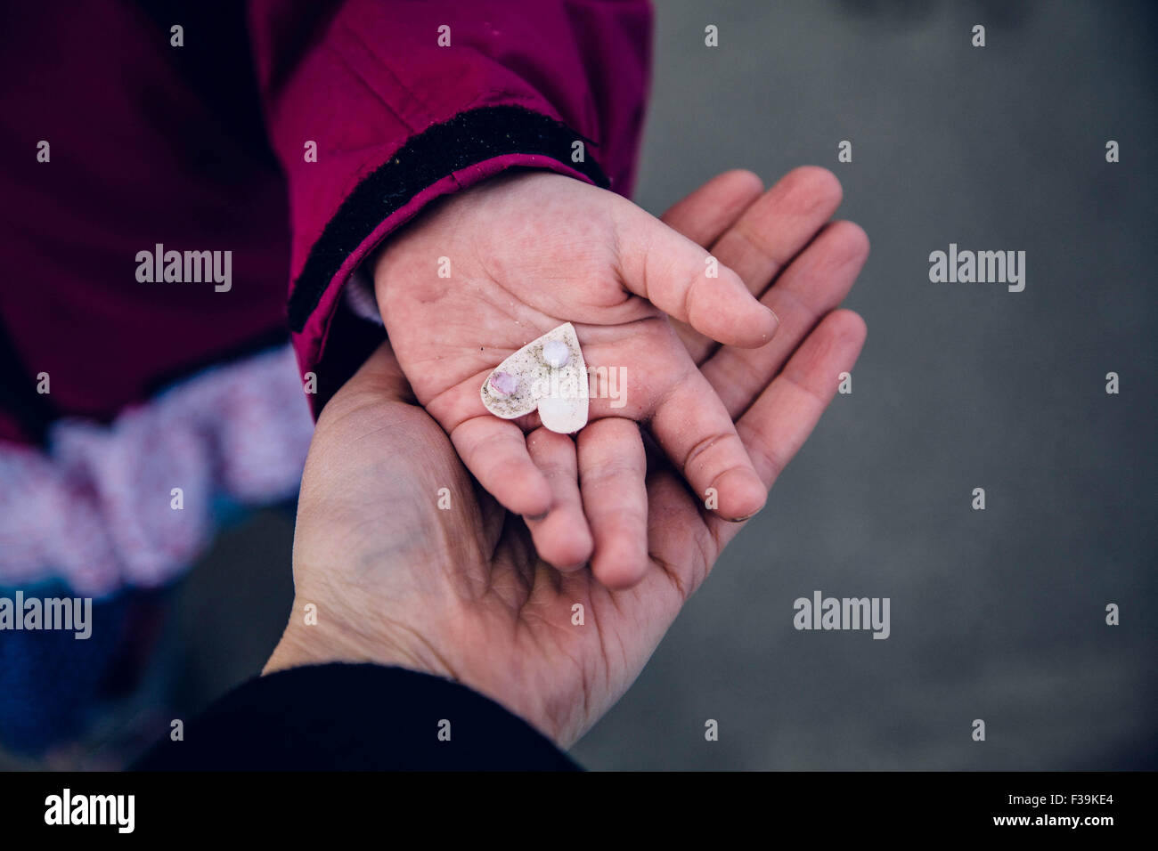 Mother and daughter's hands holding a heart shaped object Stock Photo ...