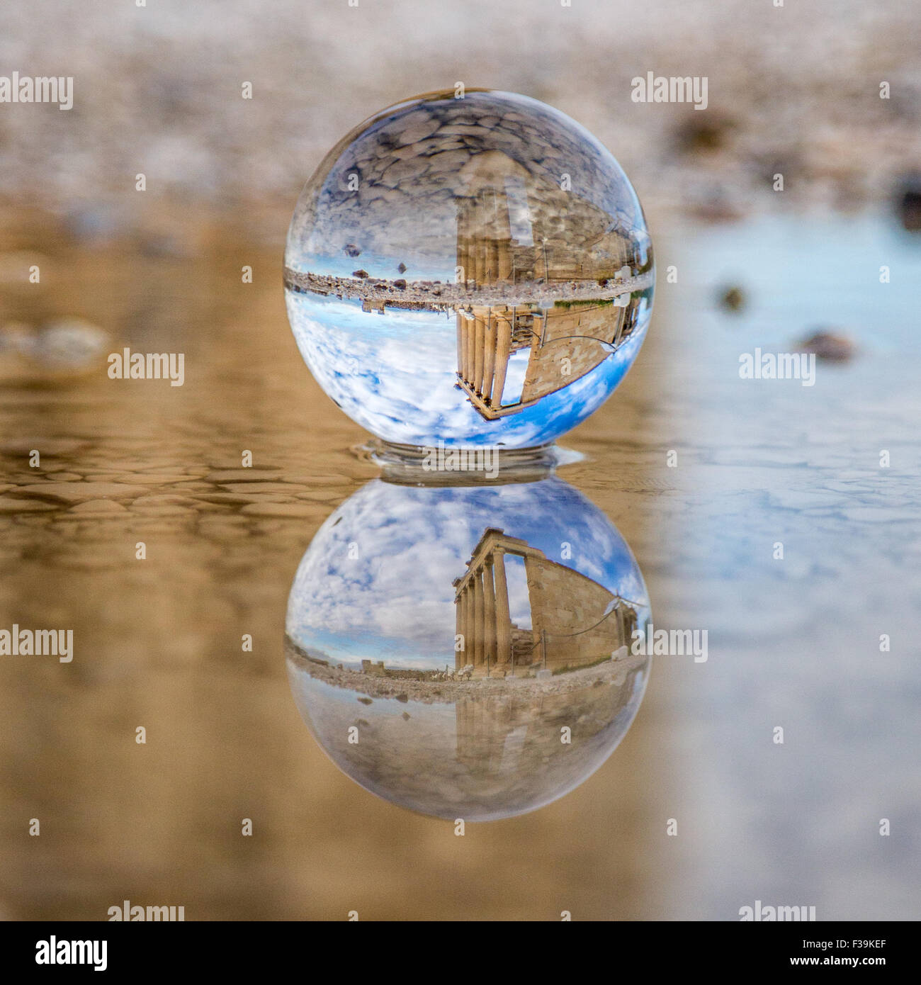 Crystal ball reflecting the acropolis, Athens, Greece Stock Photo - Alamy