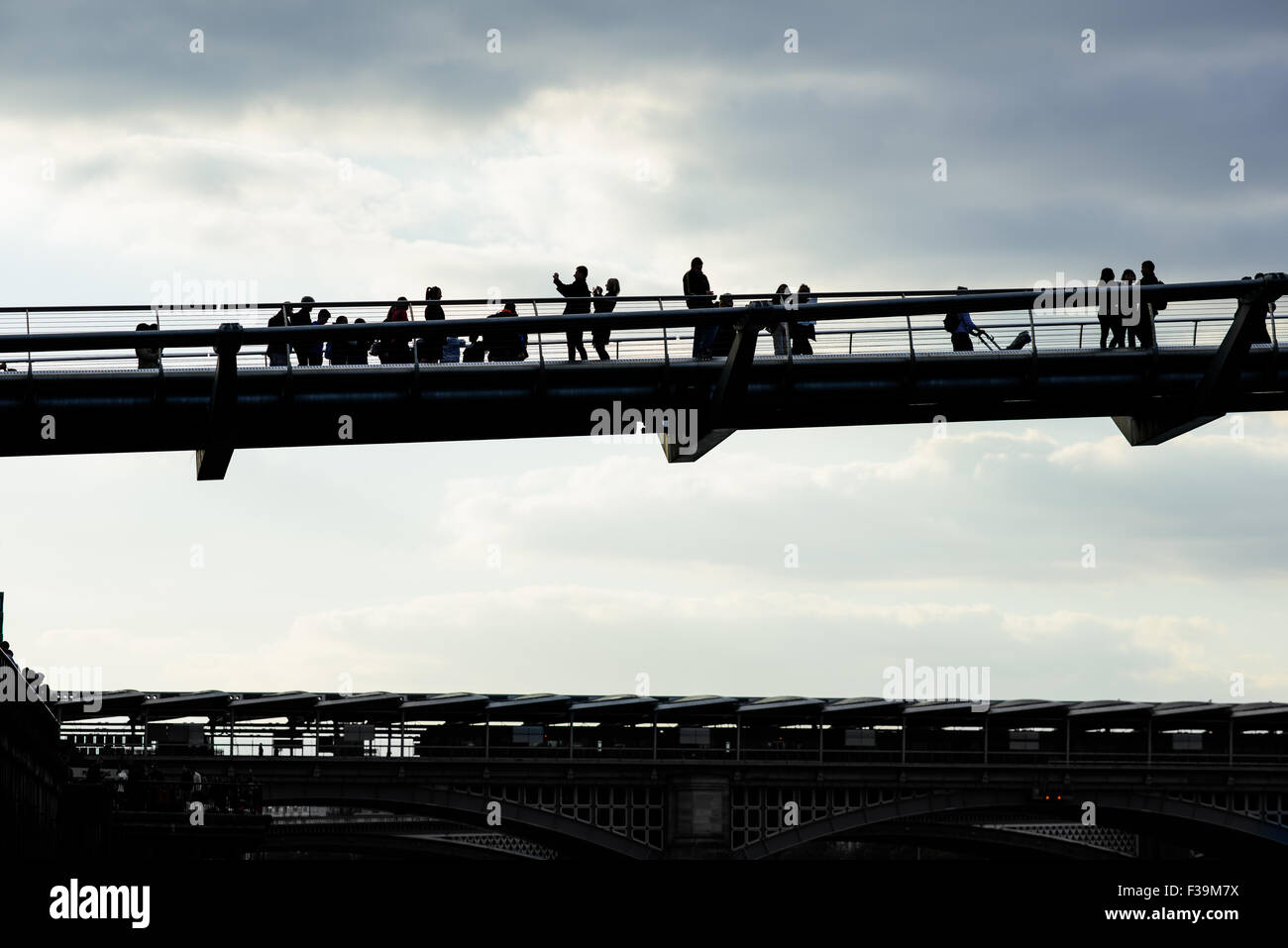 Millennium bridge, London, one of the iconic buildings that line the ...