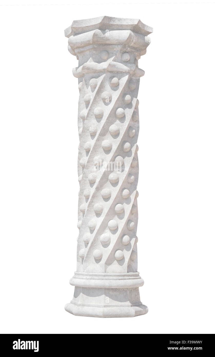 Old column isolated over white background Stock Photo - Alamy