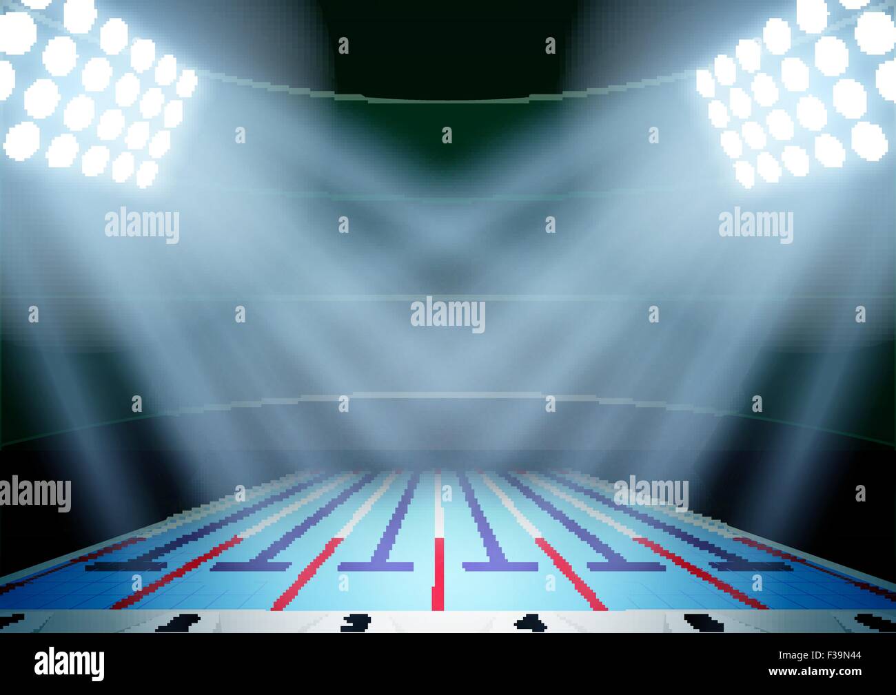 Background for posters night swimming pool stadium in the spotlight ...