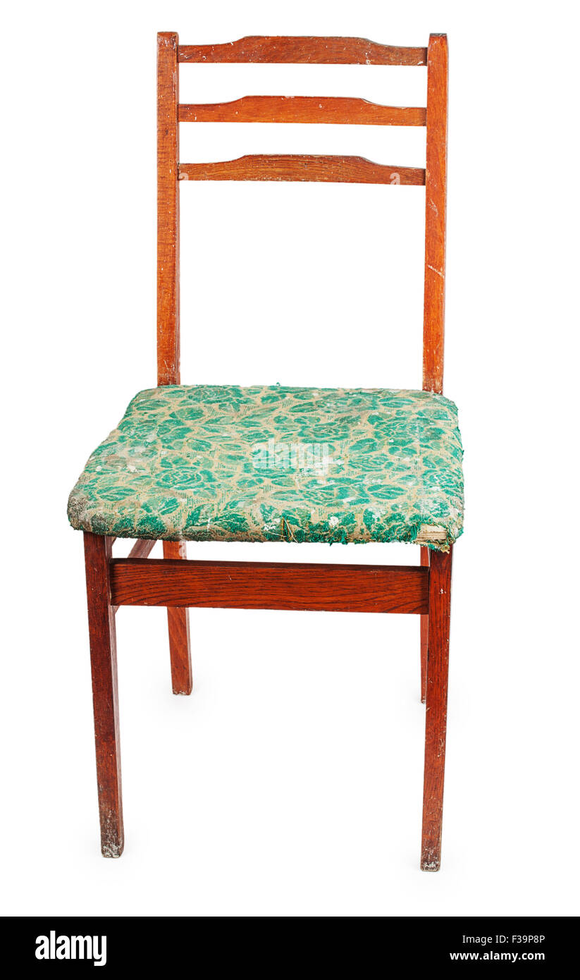 old wooden chair isolated on white background Stock Photo - Alamy