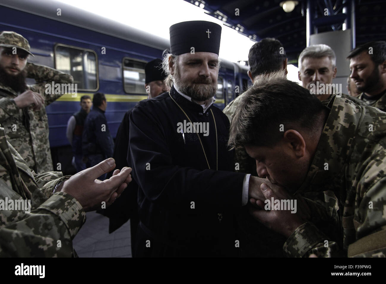 Kiev, Ukraine. 2nd Oct, 2015. Ukrainian orthodox chaplain of Ukrainian ...