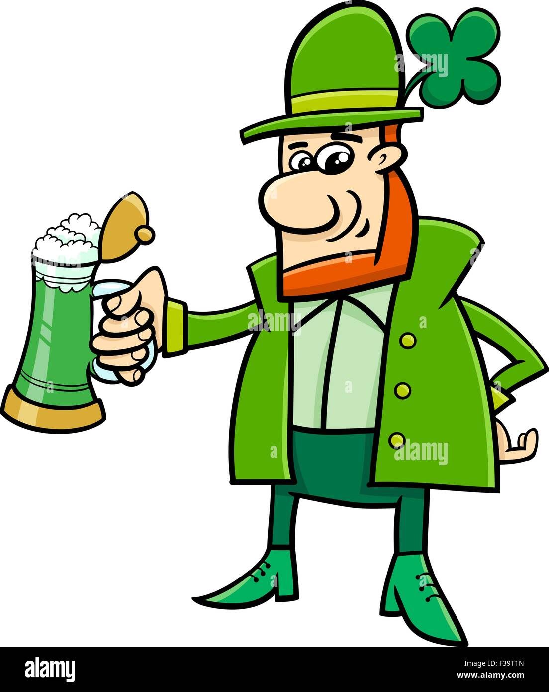 Cartoon Illustration of Leprechaun on Saint Patrick Day with Beer and ...