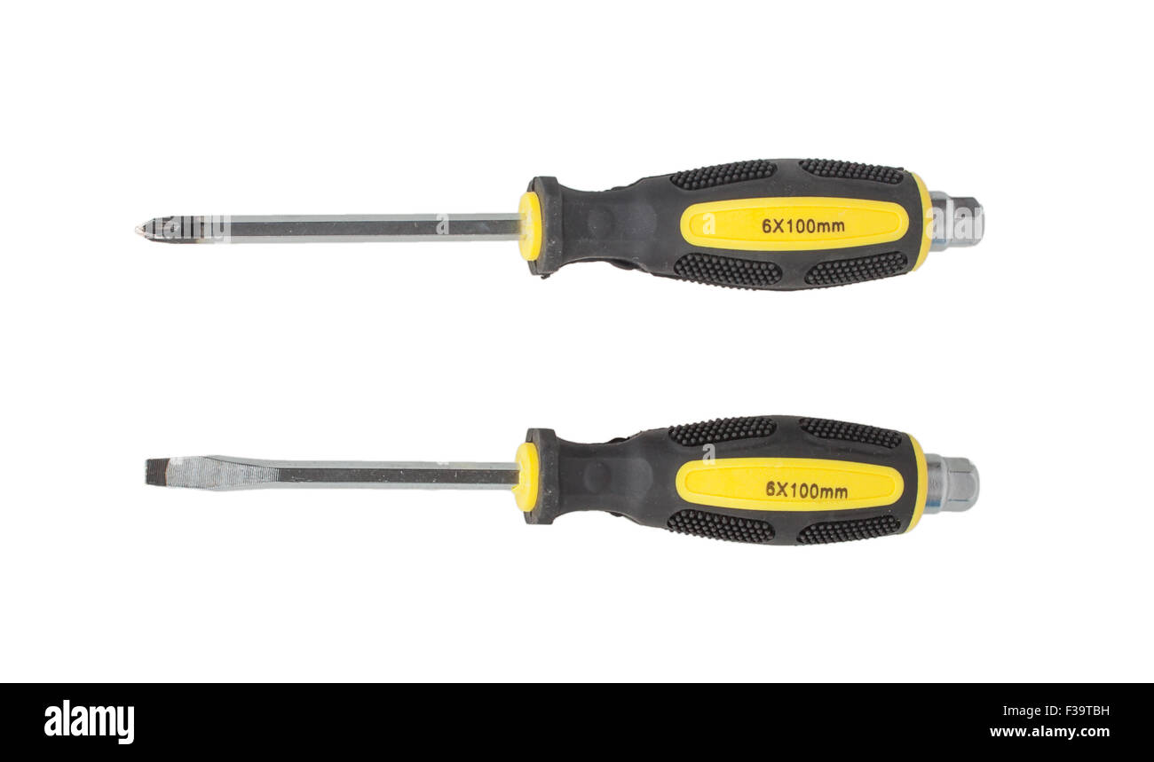 Two screwdrivers isolated on white background Stock Photo - Alamy
