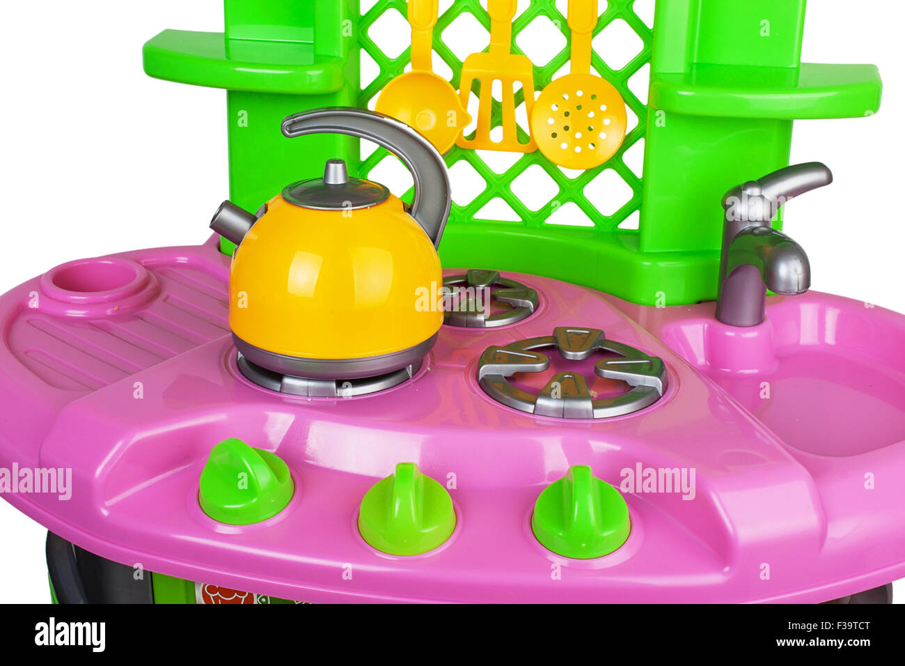 plastic toy kitchen isolated on white background Stock Photo - Alamy