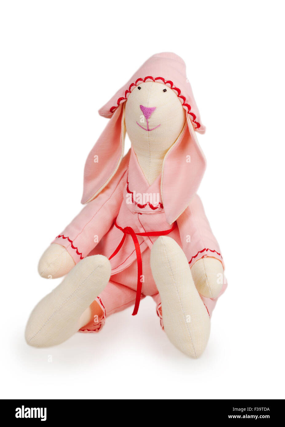 Textile handmade rabbit toy isolated on white background Stock Photo ...