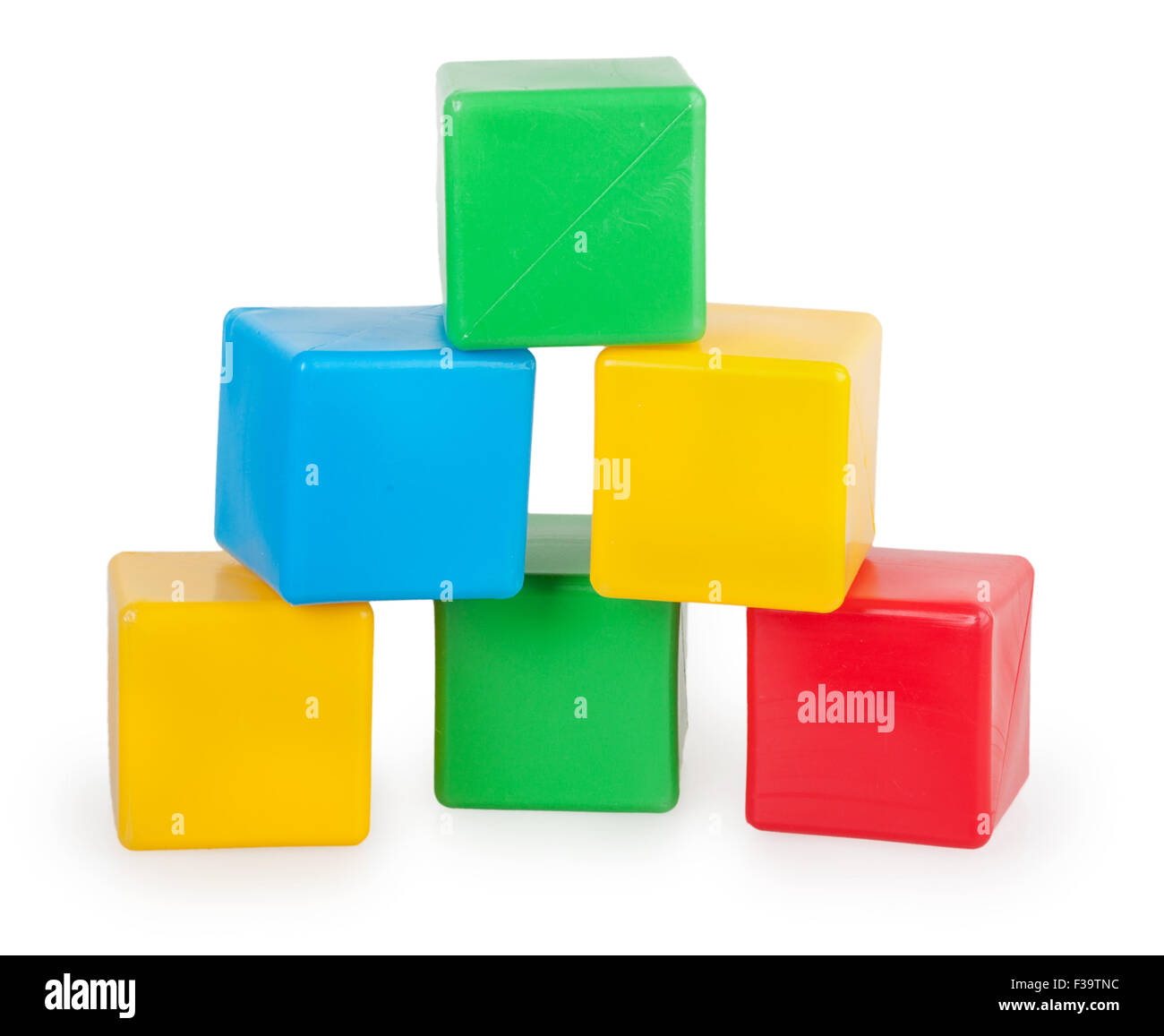 colorful plastic toy blocks isolated on white background Stock Photo ...
