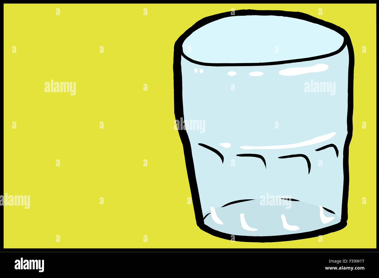 Single empty cartoon drinking glass over green Stock Photo - Alamy