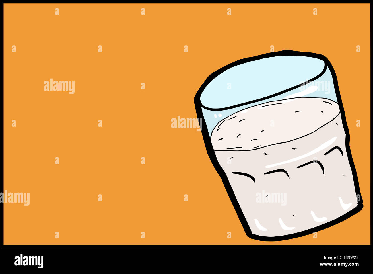 Single full drinking glass cartoon over orange background Stock Photo ...