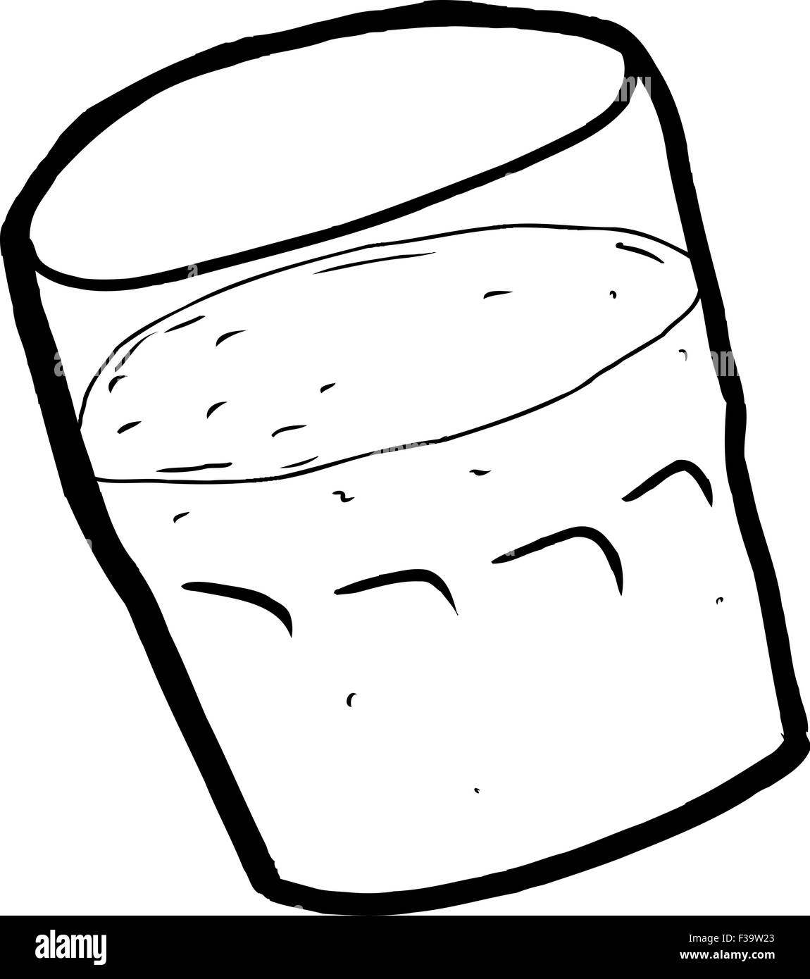 Outlined single full drinking glass cartoon over white Stock Photo - Alamy