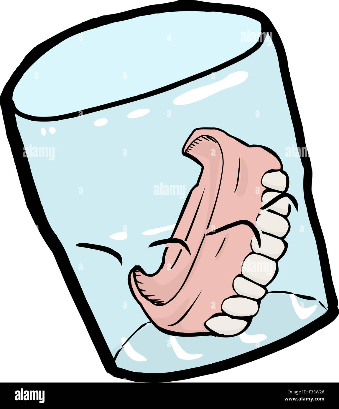 Isolated cartoon of dentures inside drinking glass Stock Photo - Alamy
