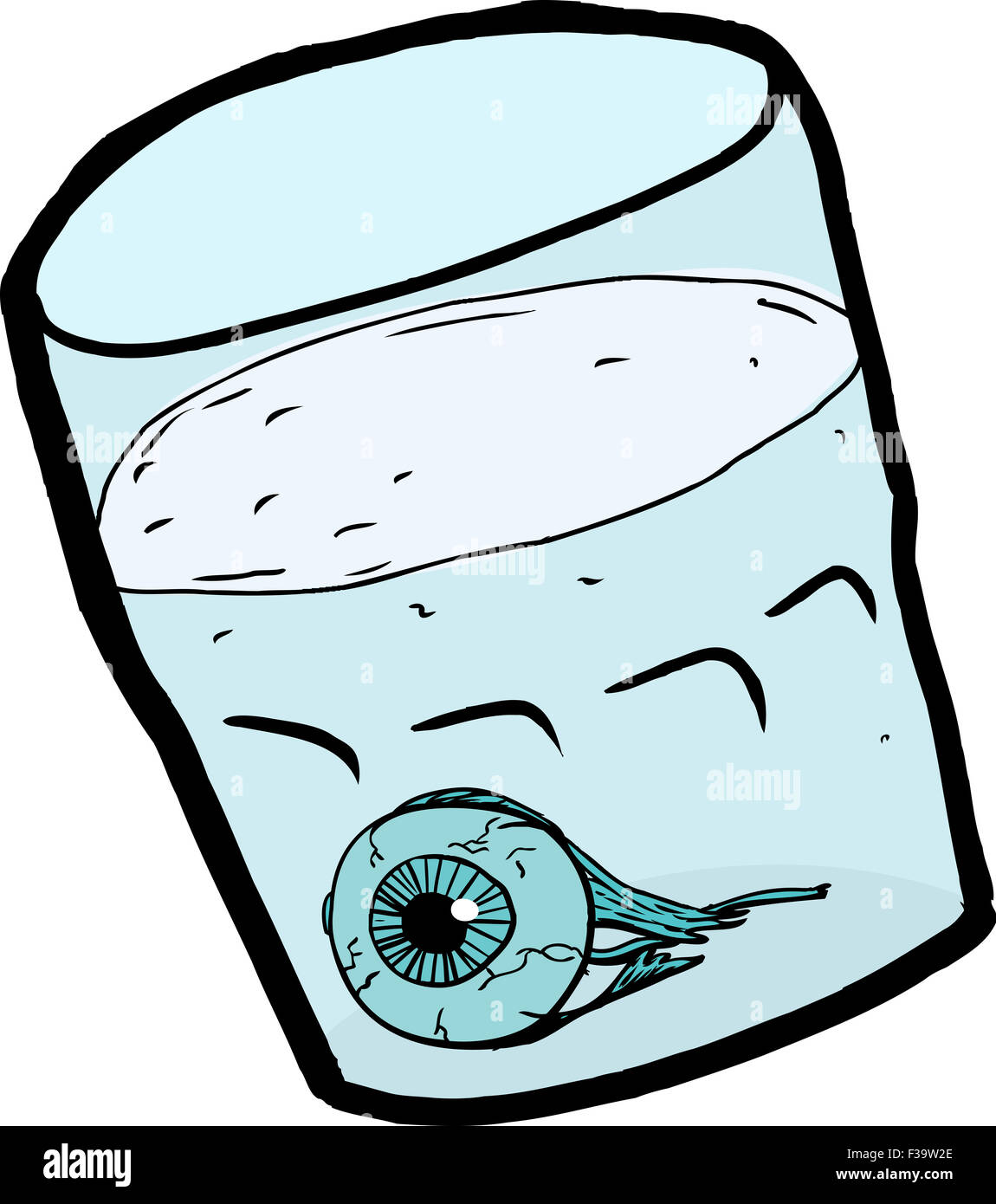 Isolated cartoon of human eyeball inside cup of water Stock Photo - Alamy