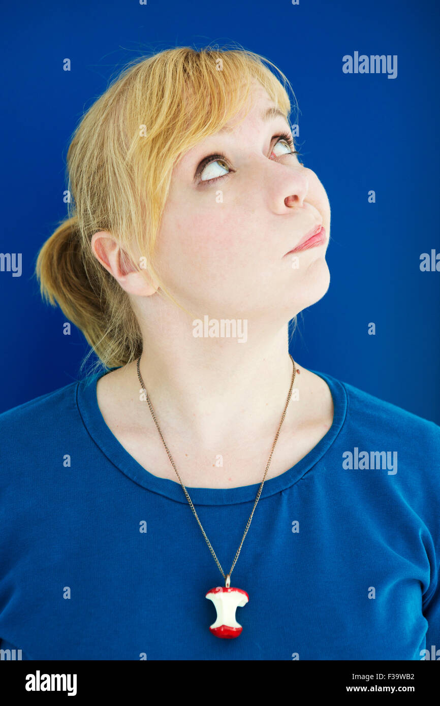 One young woman apple head hi-res stock photography and images - Alamy