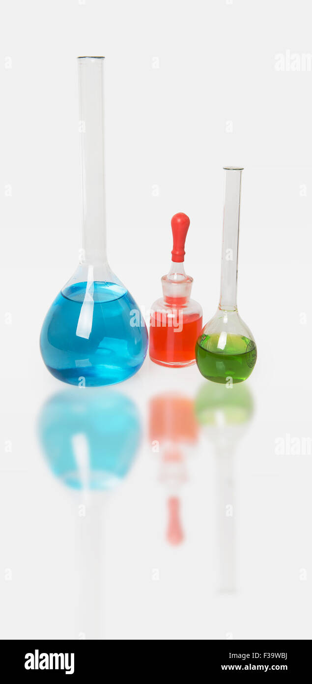 Laboratory glassware isolated over white background Stock Photo - Alamy