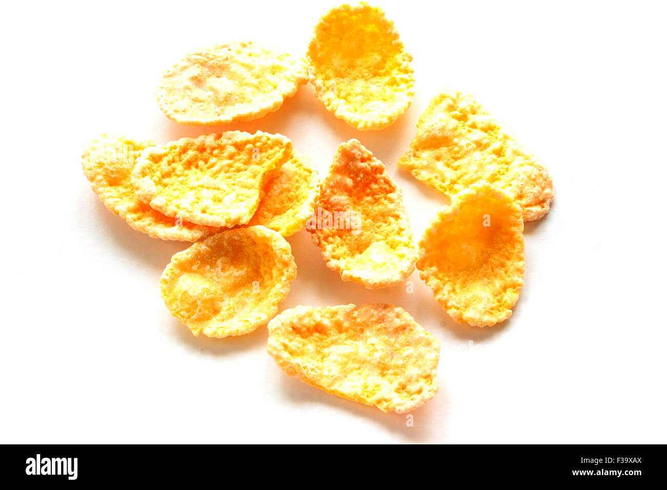 corn flakes close up on a white background Stock Photo - Alamy