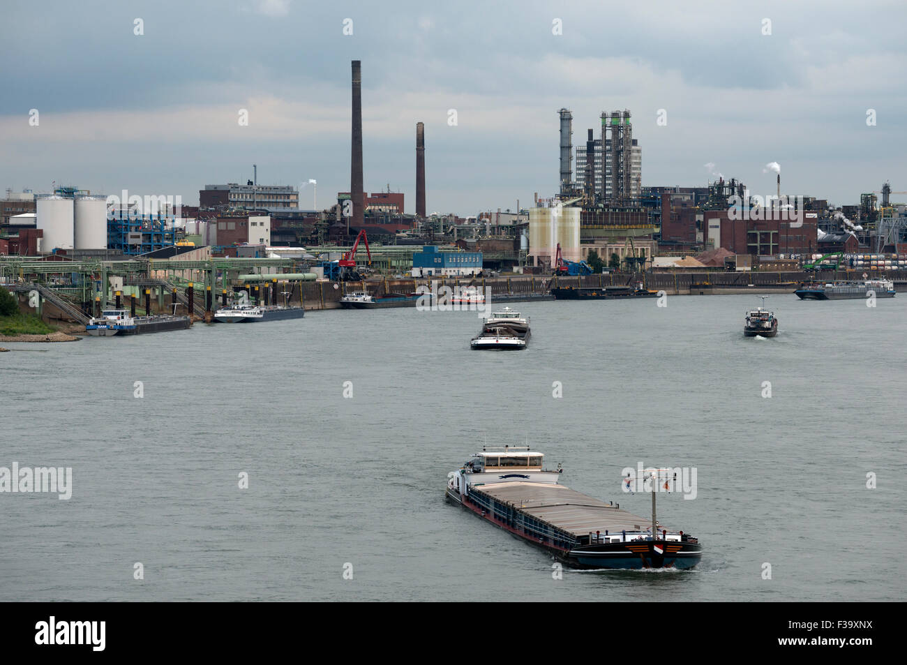 Bayer chemical factory beside the river Rhine, Leverkusen, Germany ...
