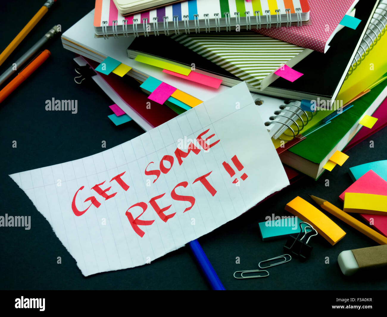 Somebody Left the Message on Your Working Desk; Get Some Rest Stock ...