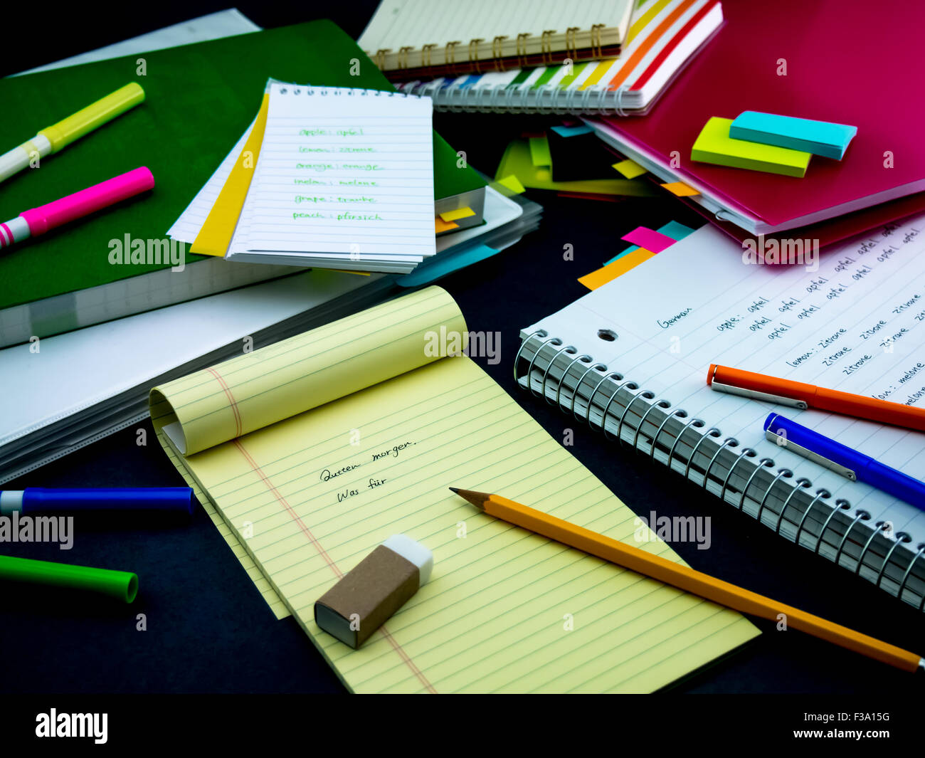 Learning New Language Writing Words Many Times on the Notebook; German ...