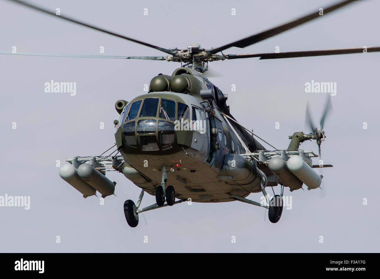 A Mil Mi-17 helicopter of the Czech Air Force in flight over Hradec ...