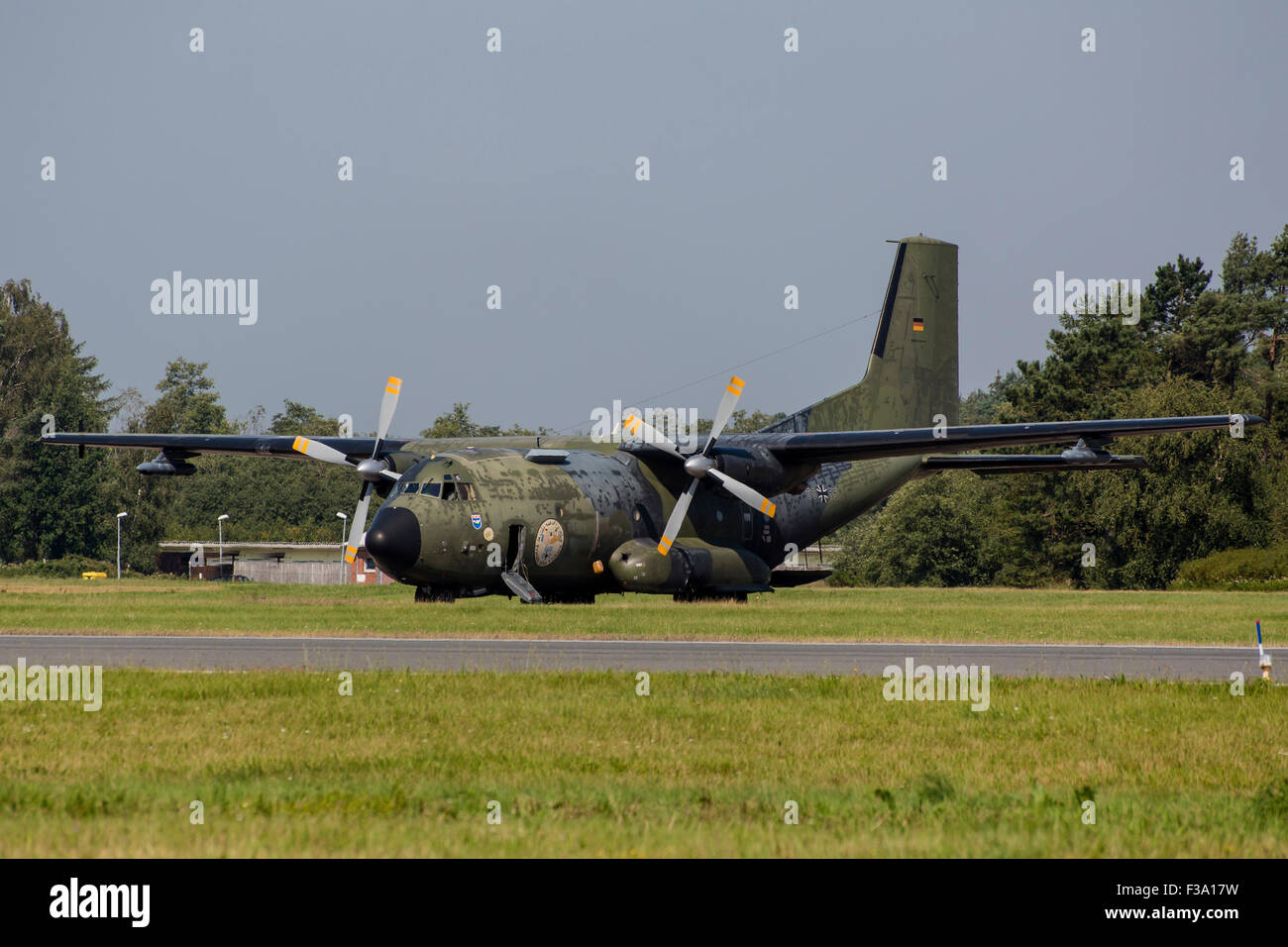 A Transall C-160 of the German Air Force with flare dispensers and ...