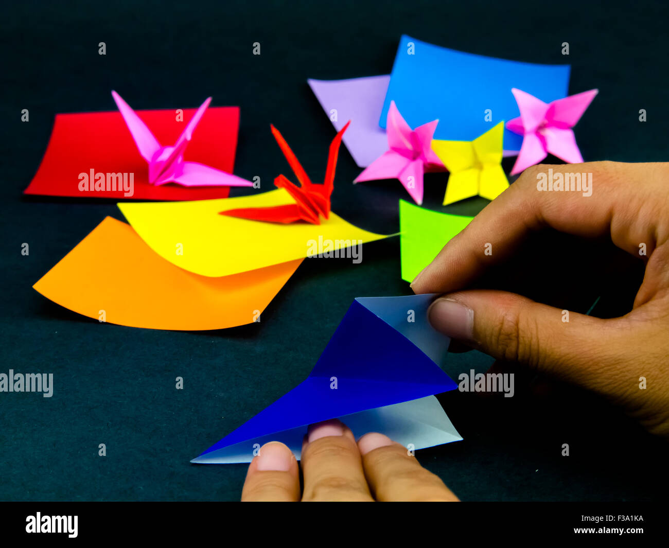 Japanese Origami Toys Folding Instructions; How to Play Stock Photo - Alamy
