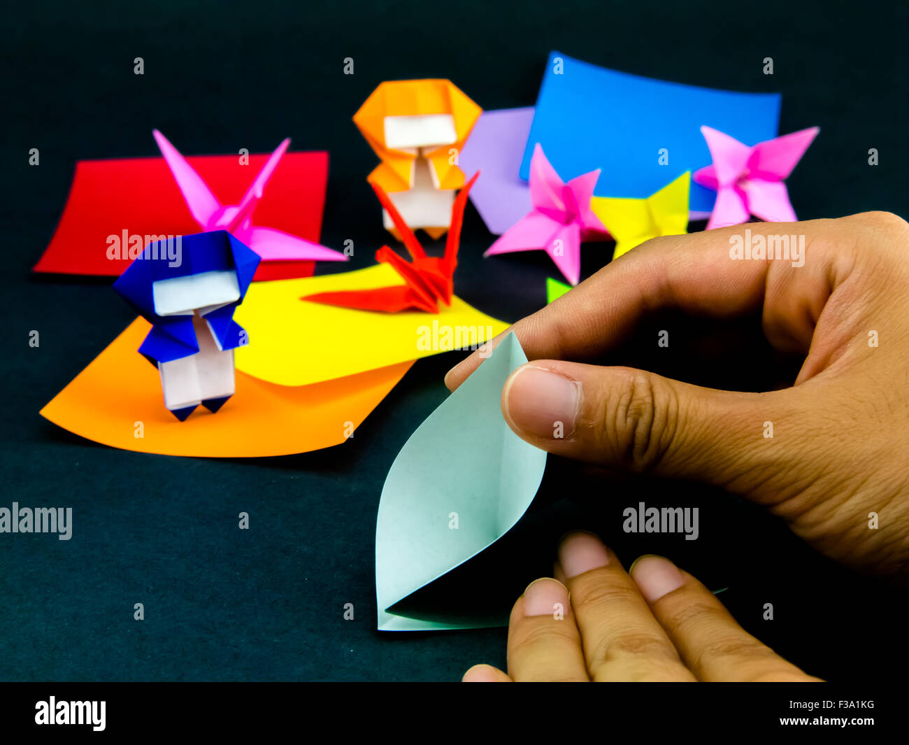 Japanese Origami Toys Folding Instructions; How to Play Stock Photo - Alamy