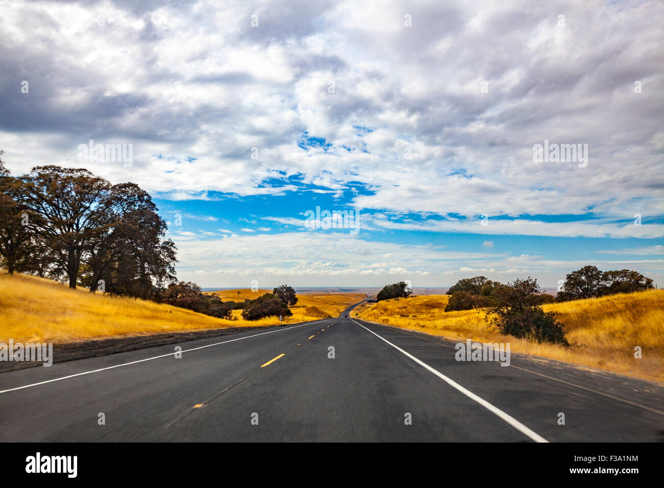 The view driving west on California Highway 4 towards Stockton ...