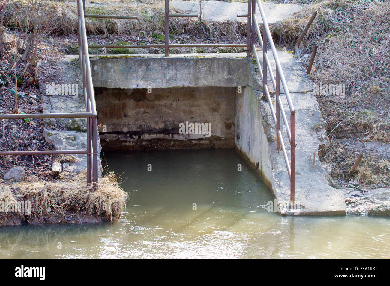 water flows on the hydraulic engineering construction underground Stock ...