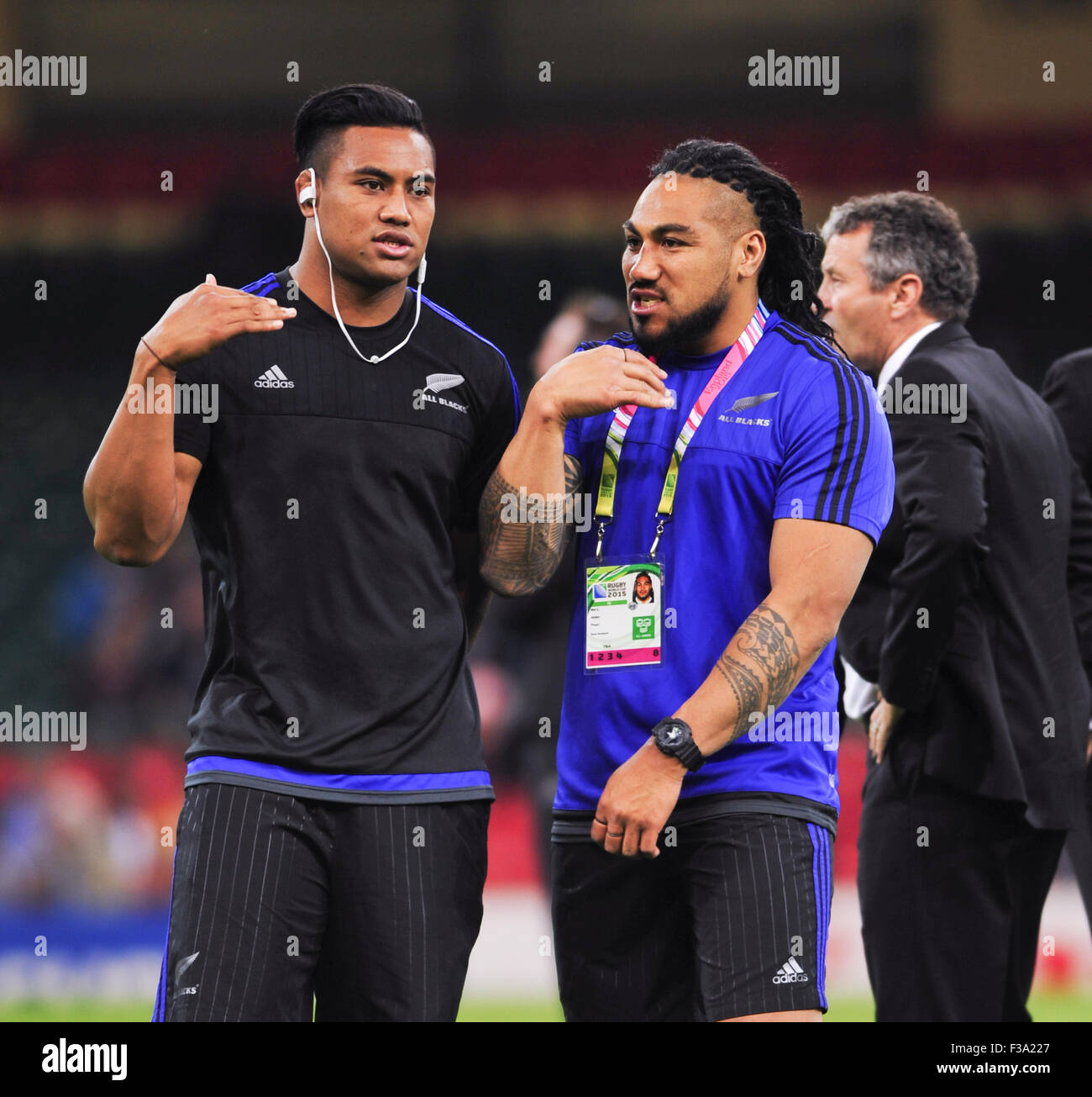 Cardiff, Wales, UK. 2nd October, 2015. Pre game warm up at New Zealand ...