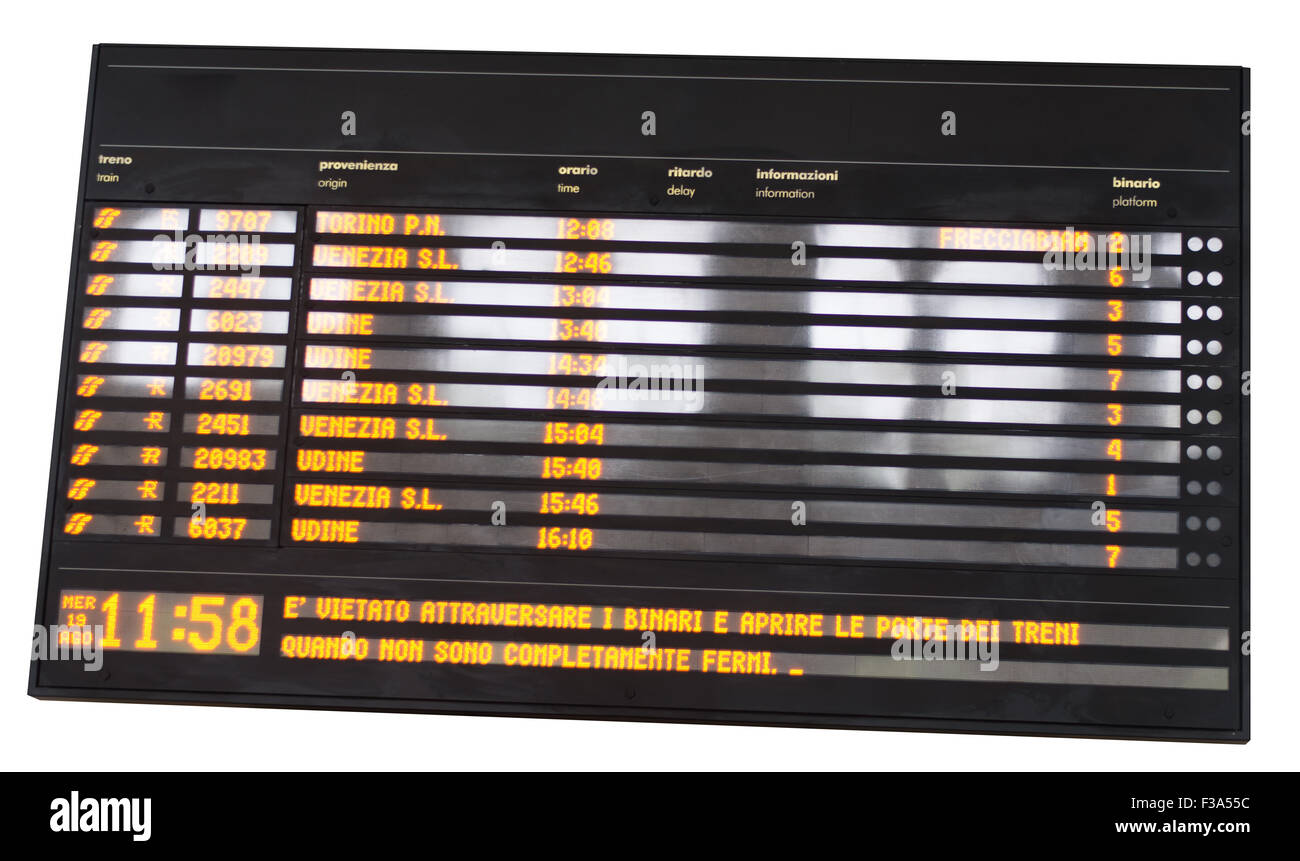 Train station platform board Cut Out Stock Images & Pictures - Alamy