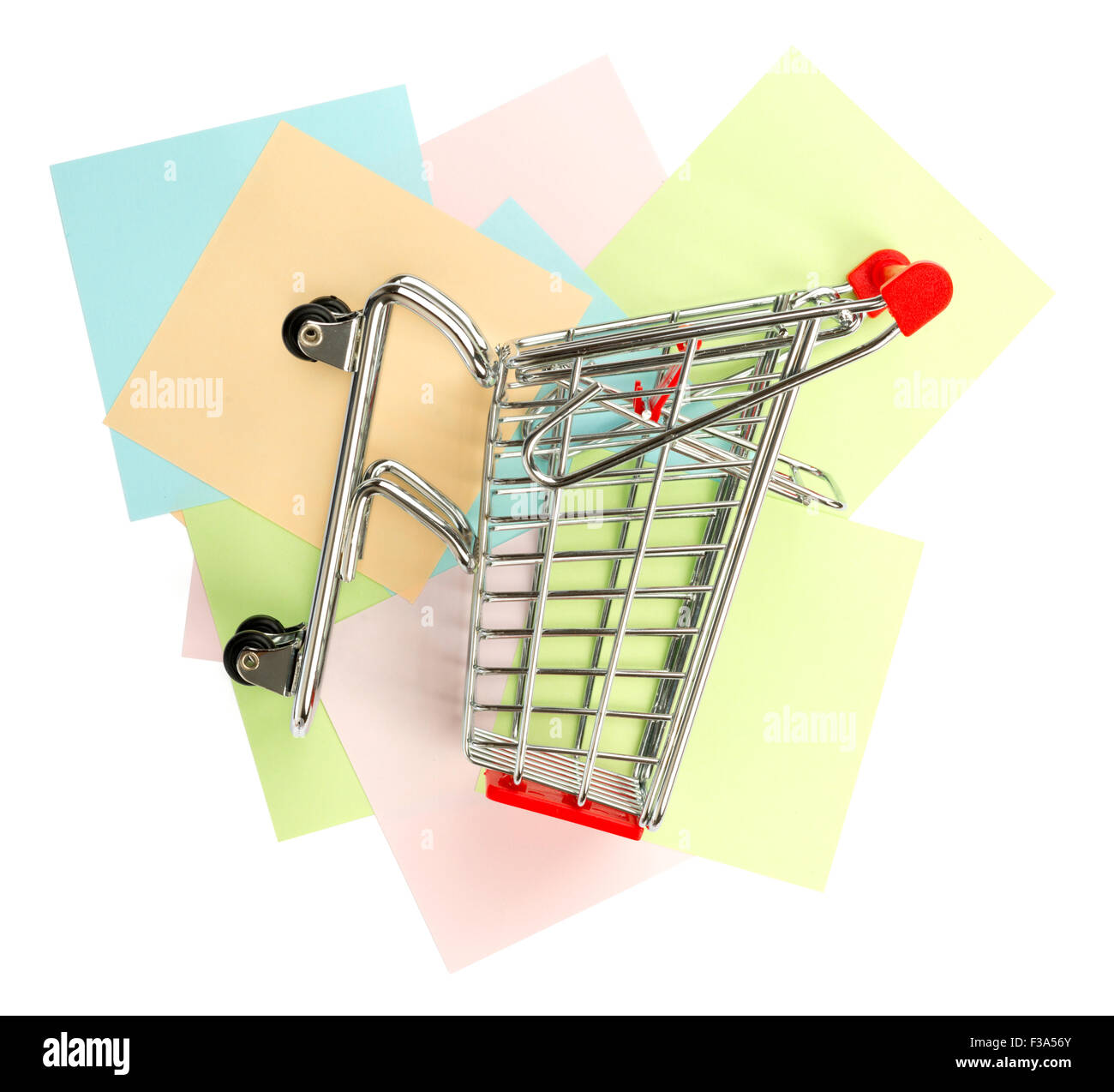 Shopping cart on stickers, top view Stock Photo - Alamy