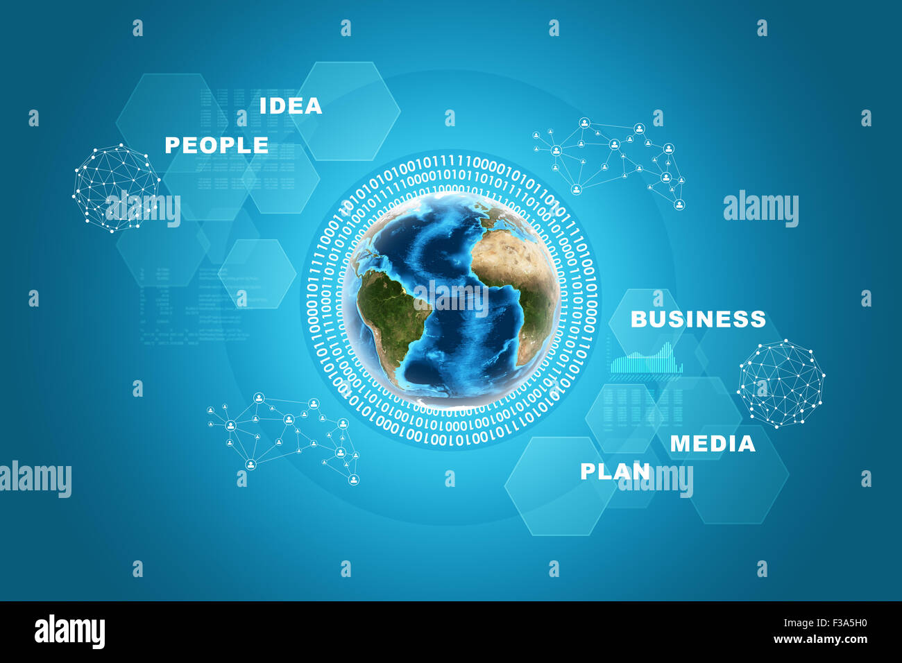 Earth with graphs and molecule Stock Photo - Alamy