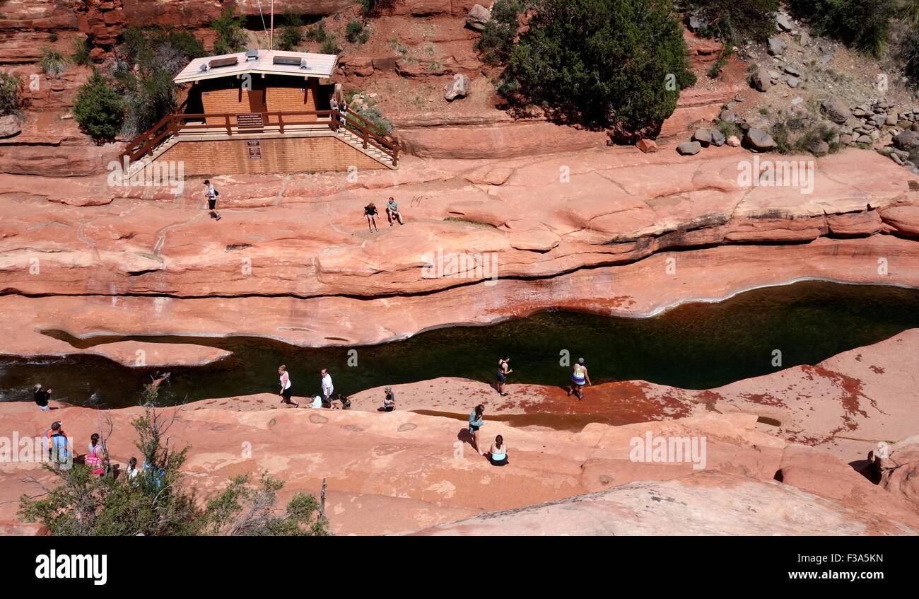 Aerial view of Slide Rock State Park in Oak Creek Canyon AZ Stock Photo ...