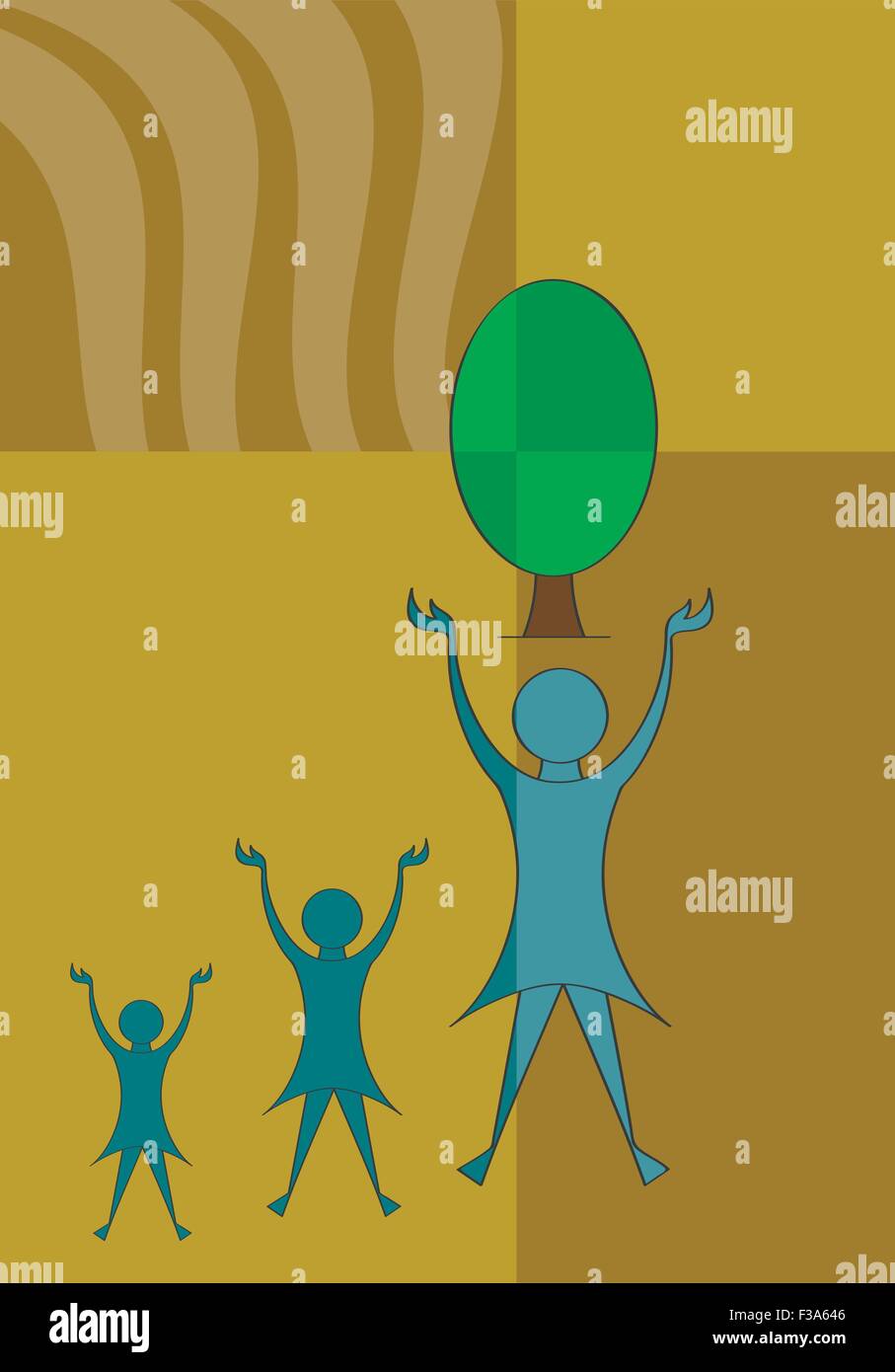 Greeting art colour tree Stock Vector Images - Alamy