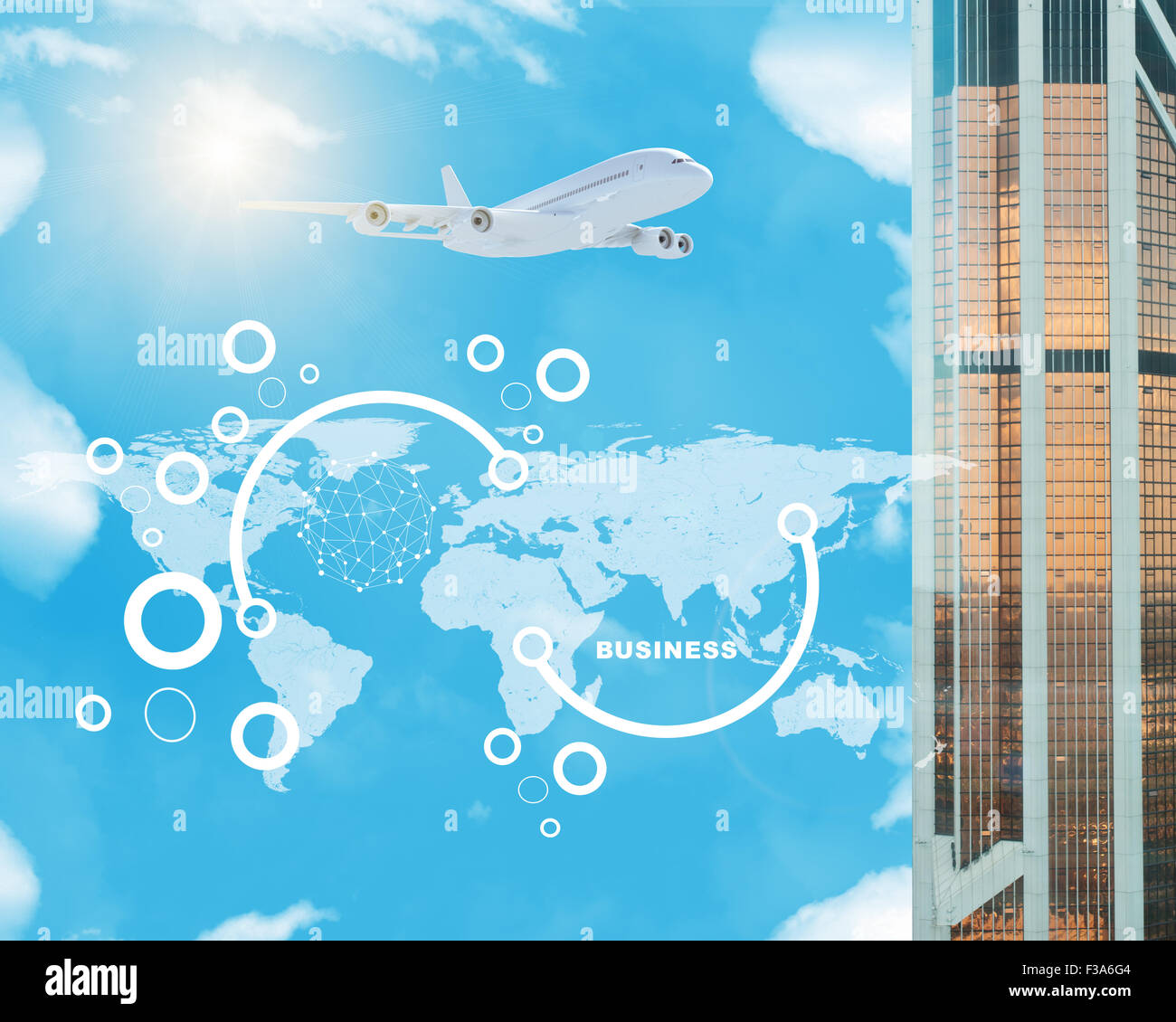 Building with world map Stock Photo - Alamy