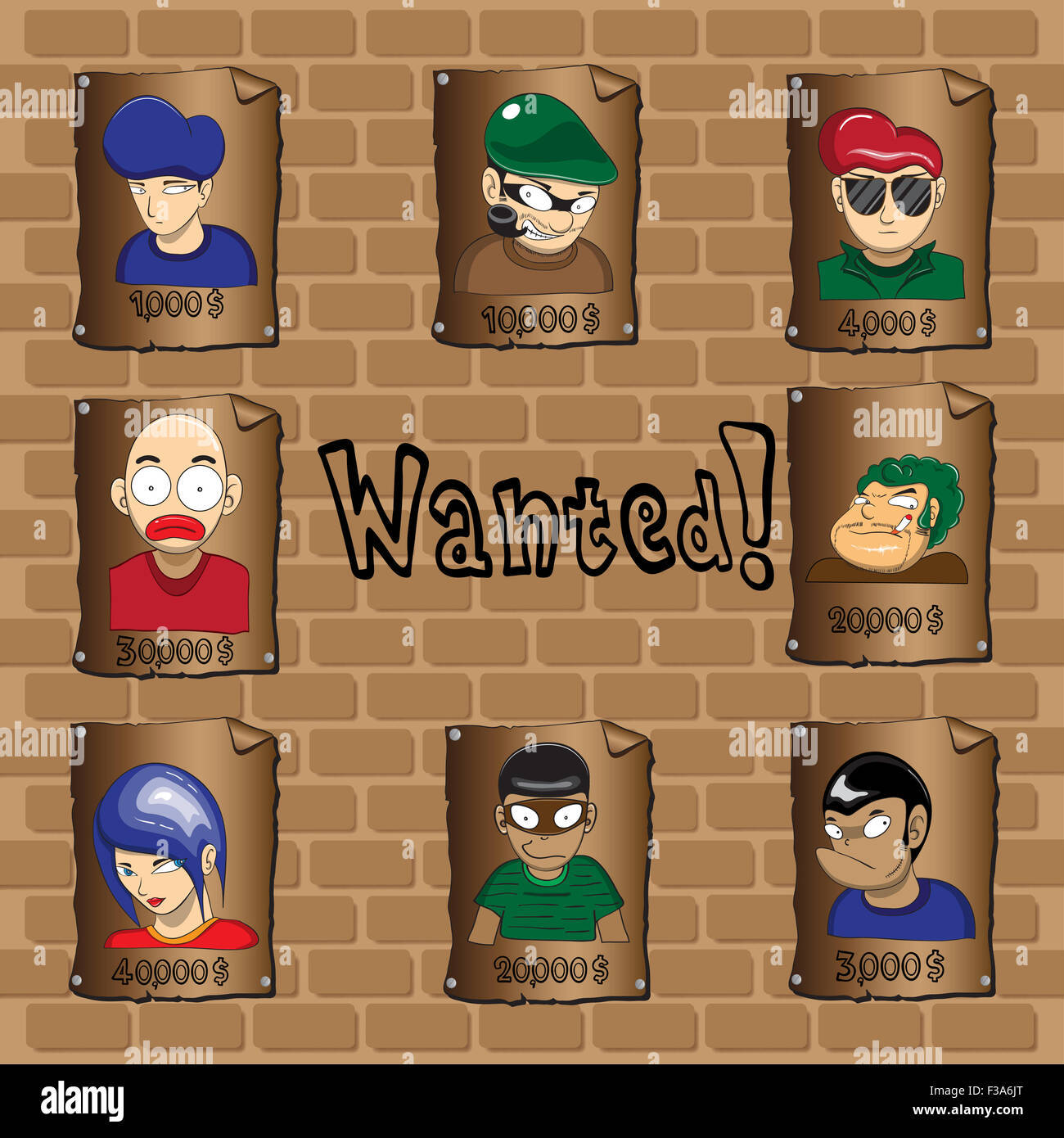 Wanted cartoon poster hi-res stock photography and images - Alamy