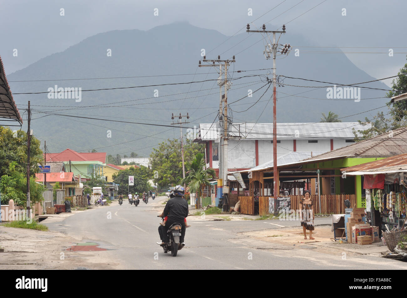 Situation at the street of Ranai City in Natuna Regency, Indonesia. On ...