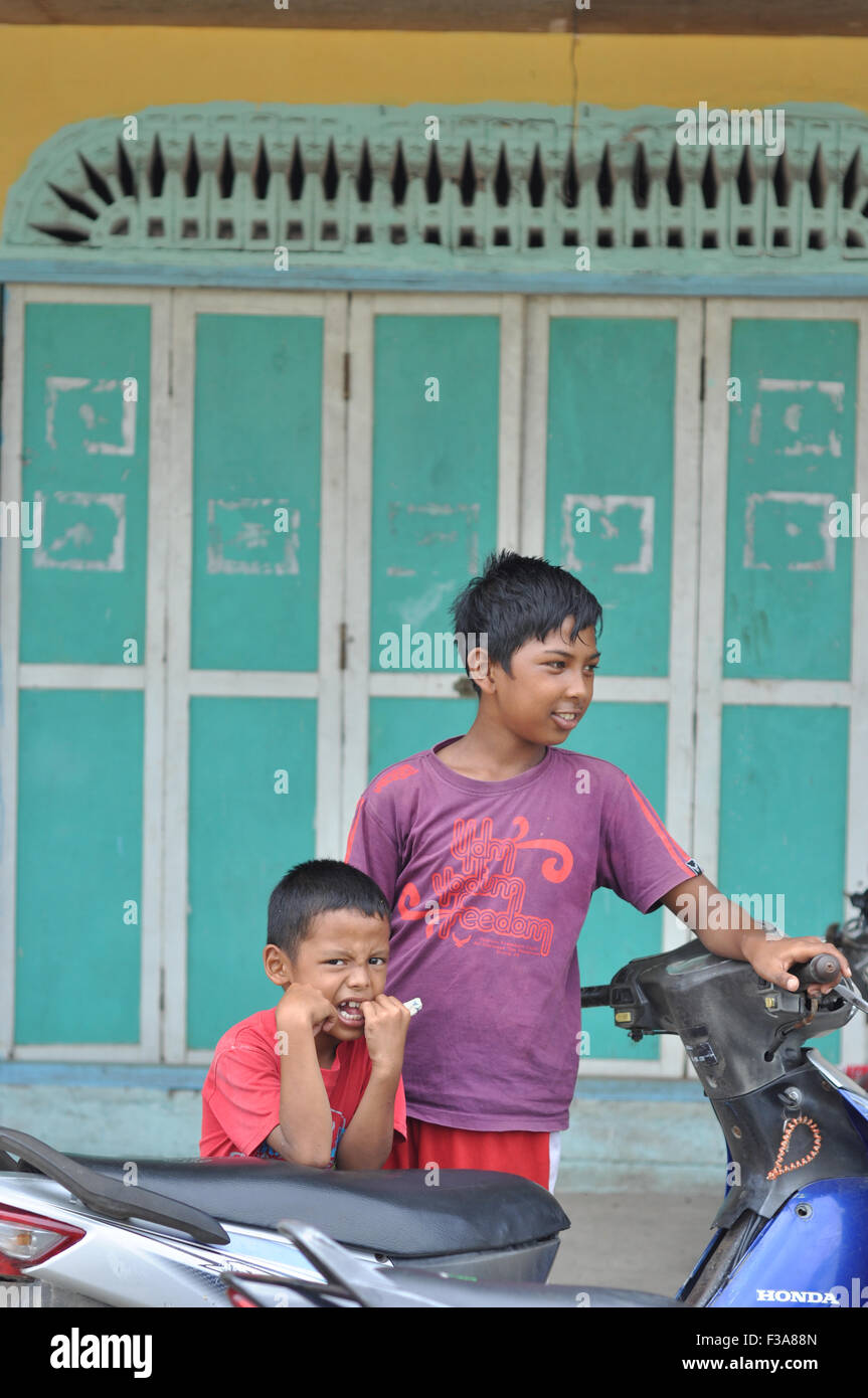 Two local boy of Midai Island, Indonesia Stock Photo - Alamy