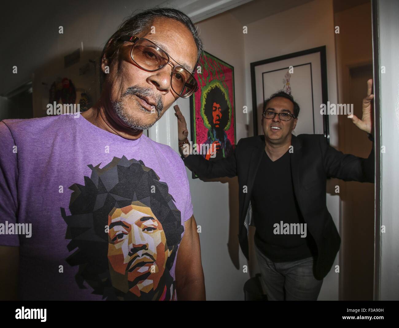 Los Angeles, California, USA. 28th Sep, 2015. Leon Hendrix, left ...