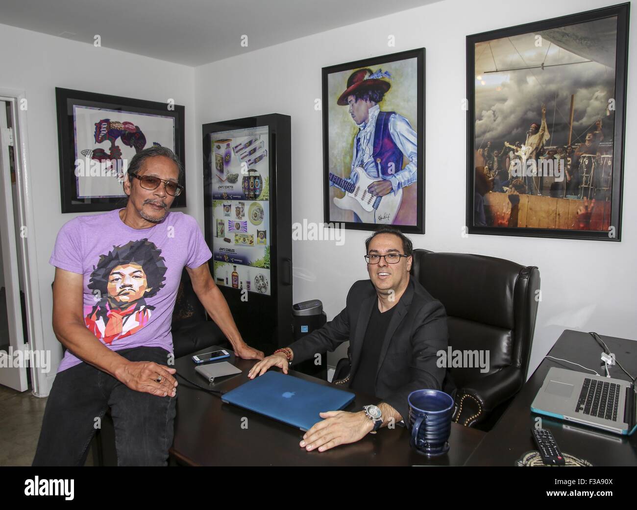 Los Angeles, California, USA. 28th Sep, 2015. Leon Hendrix, left ...