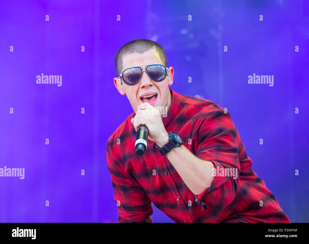 Singer Nick Jonas performs onstage at the 2015 iHeartRadio Music ...