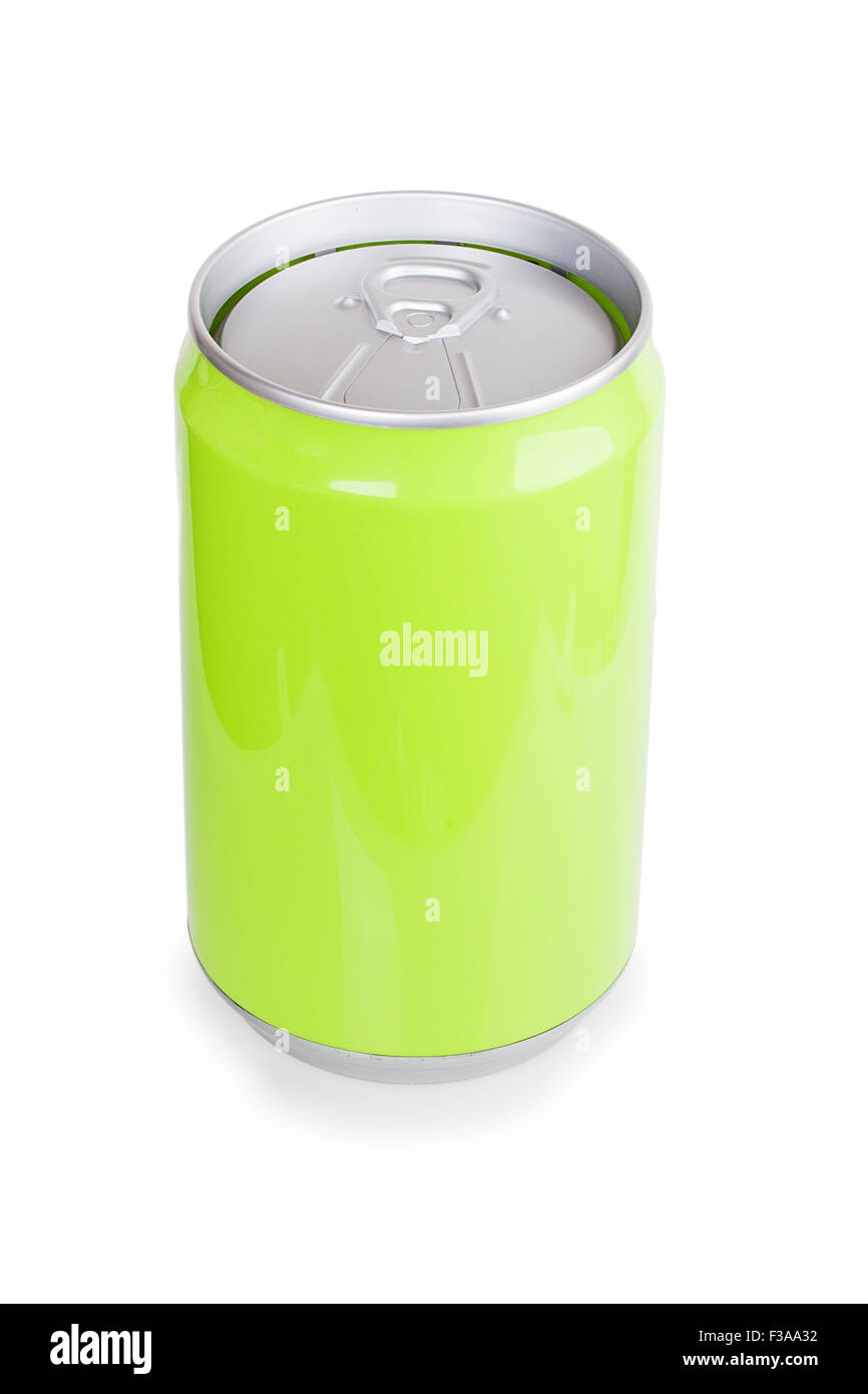 green metal aluminum beverage drink can isolated on white background ...