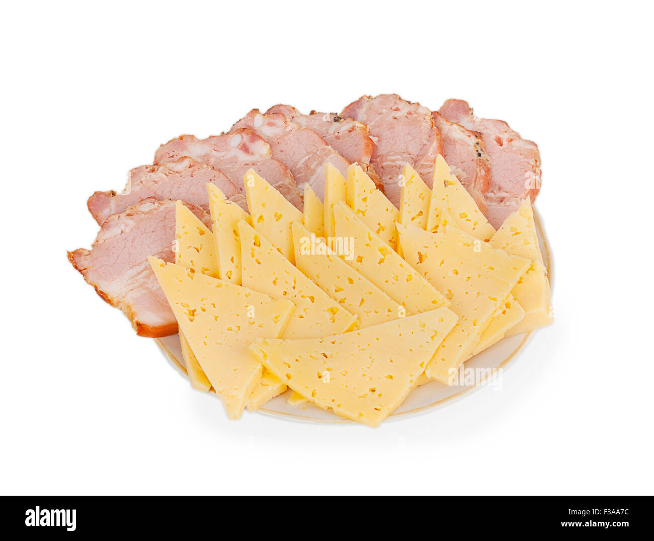 deli meats and cheese on a plate isolated on white background Stock ...
