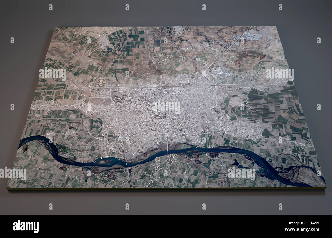 Satellite view of Ar-Raqqah map, Syria, map in 3d Stock Photo - Alamy