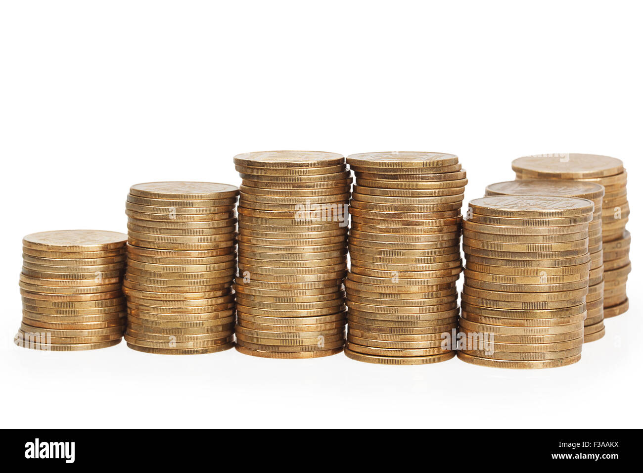 Stack of coins isolated on white background Stock Photo - Alamy
