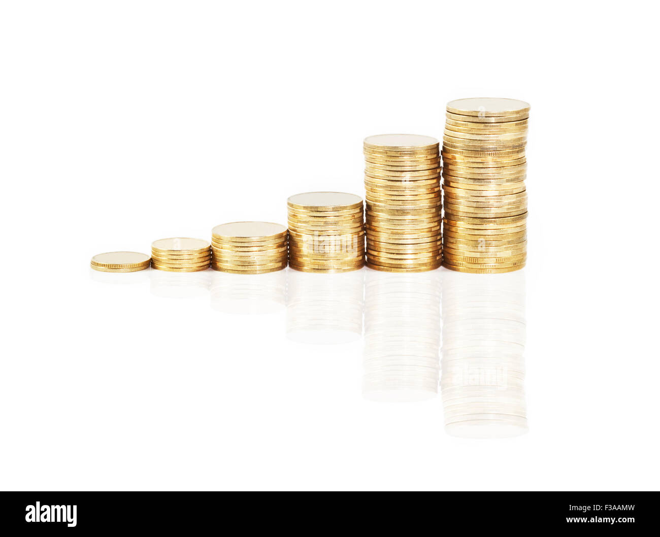 gold coin stack isolated on white background Stock Photo - Alamy